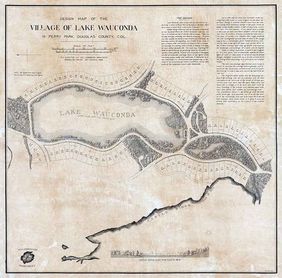 1890 Map of the Village of Lake Wauconda Perry Park Douglas | Etsy