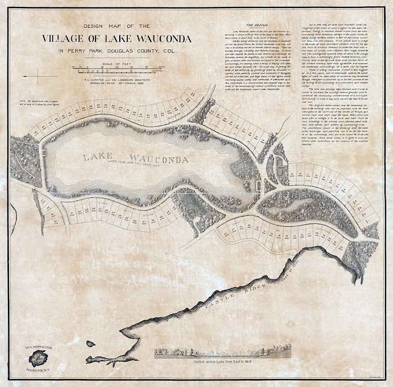1890 Map of the Village of Lake Wauconda Perry Park Douglas | Etsy