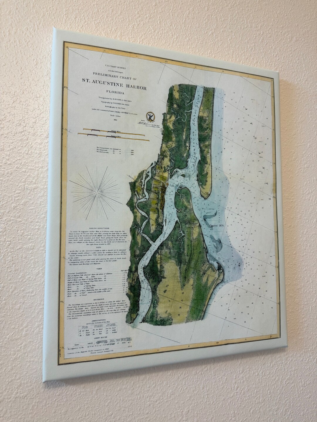 1862 Map of Saint Augustine Harbor Inlet and Islands Florida Framed - Etsy