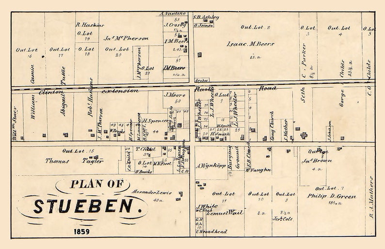 1859 Town Map of Stueben Huron County Ohio - Etsy