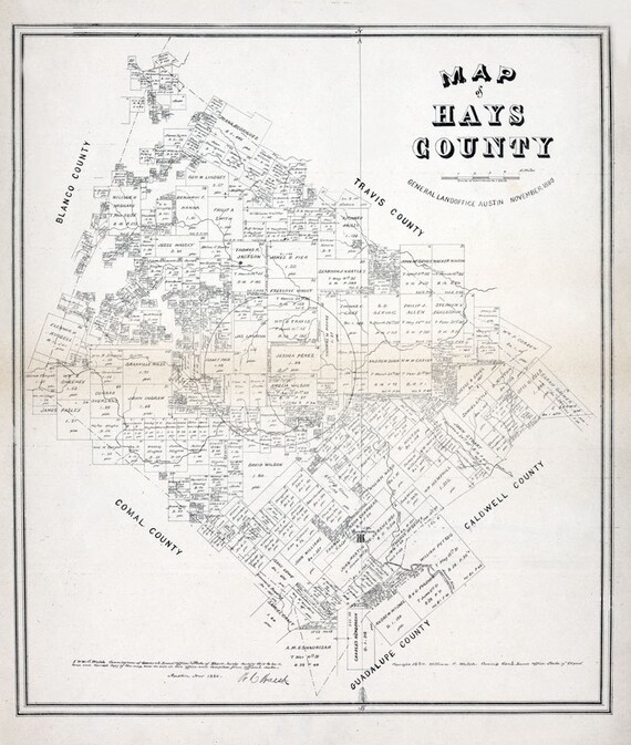 1880 Farm Line Map of Hays County Texas - Etsy