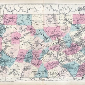 1876 Map of Pennsylvania Railroads - Etsy