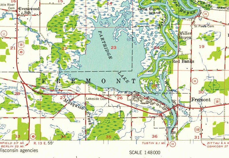 1956 Topo Map of Weyauwega Waupaca County Wisconsin Quadrangle - Etsy