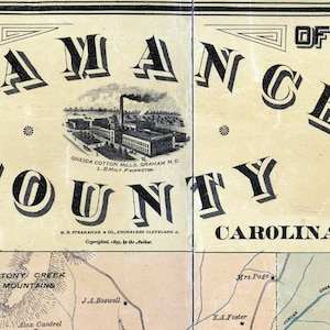 1893 Map of Alamance County North Carolina - Etsy