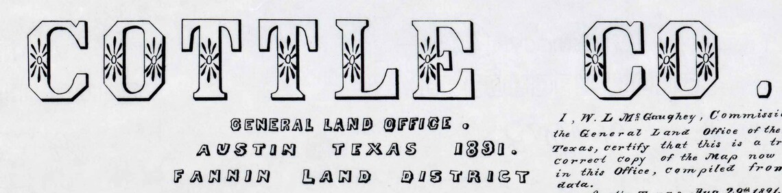 1891 Farm Line Map of Cottle County Texas - Etsy
