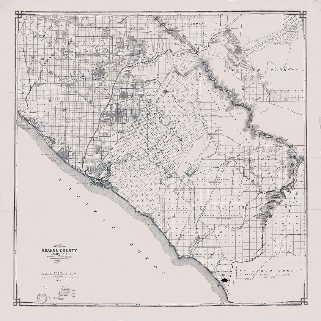 1914 Map of Orange County California - Etsy