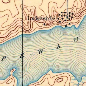 1892 Map of Pewaukee Lake Wisconsin - Etsy