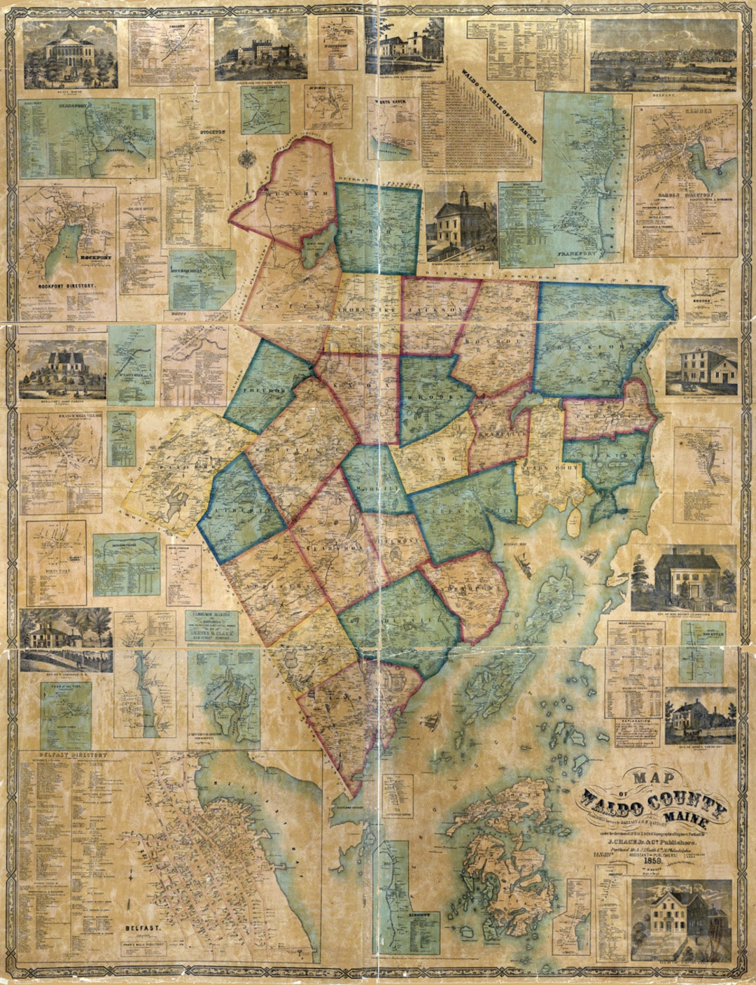 1859 Map of Waldo County Maine Farm Names - Etsy