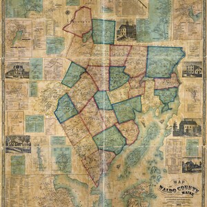 1859 Map of Waldo County Maine Farm Names - Etsy