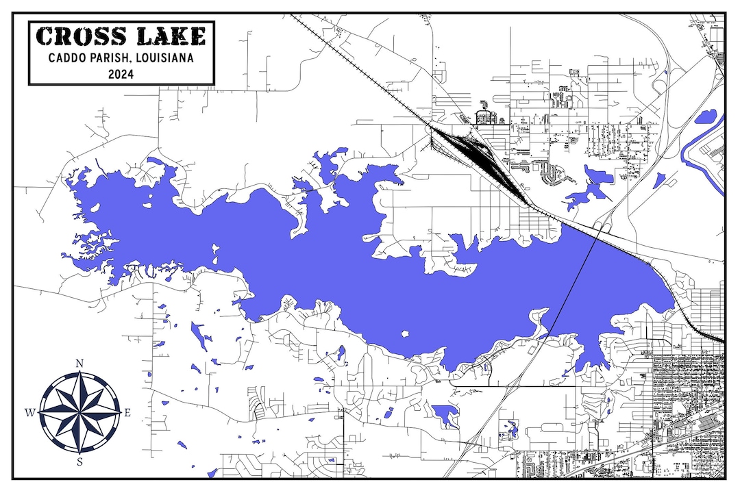 2024 Map of Cross Lake Caddo Parish Louisiana Shreveport - Etsy