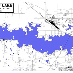 2024 Map of Cross Lake Caddo Parish Louisiana Shreveport - Etsy