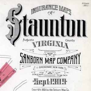 1909 Map of Staunton Virginia - Etsy