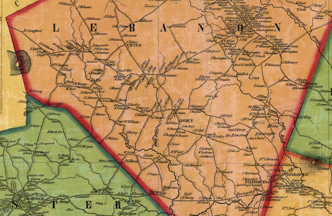 1854 Map of New London County Connecticut Genealogy - Etsy