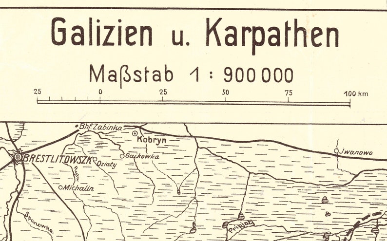 1918 Map of Carpathian Galicia Austria Hungary Lemberg WW1 - Etsy