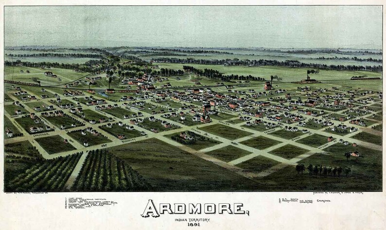 1891 Panoramic Map of Ardmore Indian Territory Oklahoma - Etsy