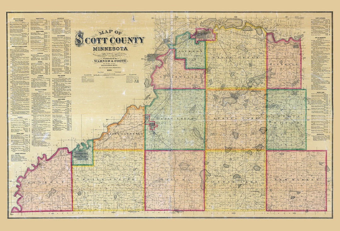 1880 Farm Line Map of Scott County Minnesota - Etsy
