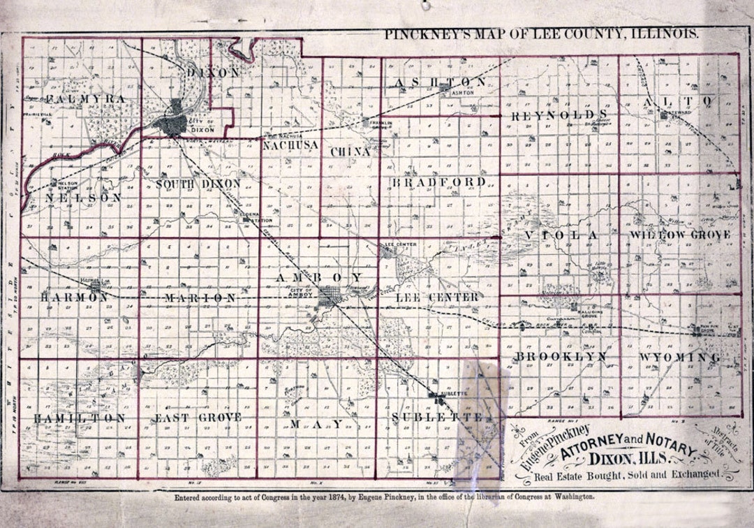 1874 Map of Lee County Illinois - Etsy