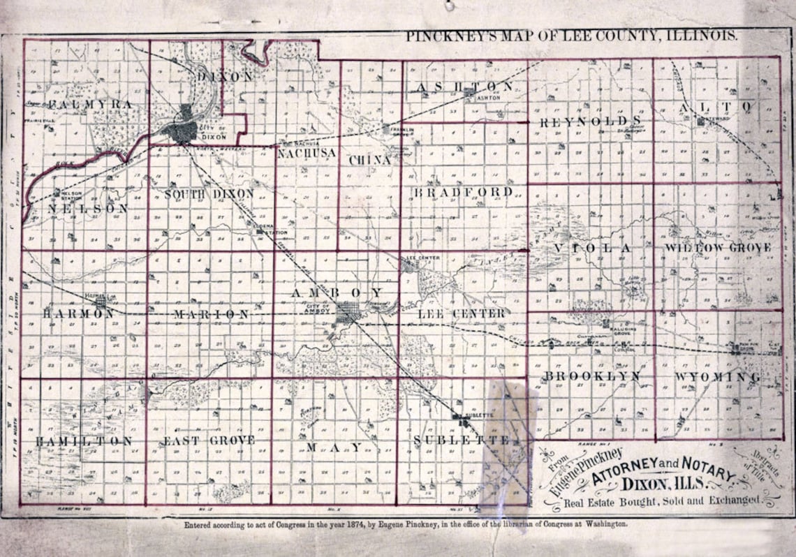 1874 Map of Lee County Illinois - Etsy