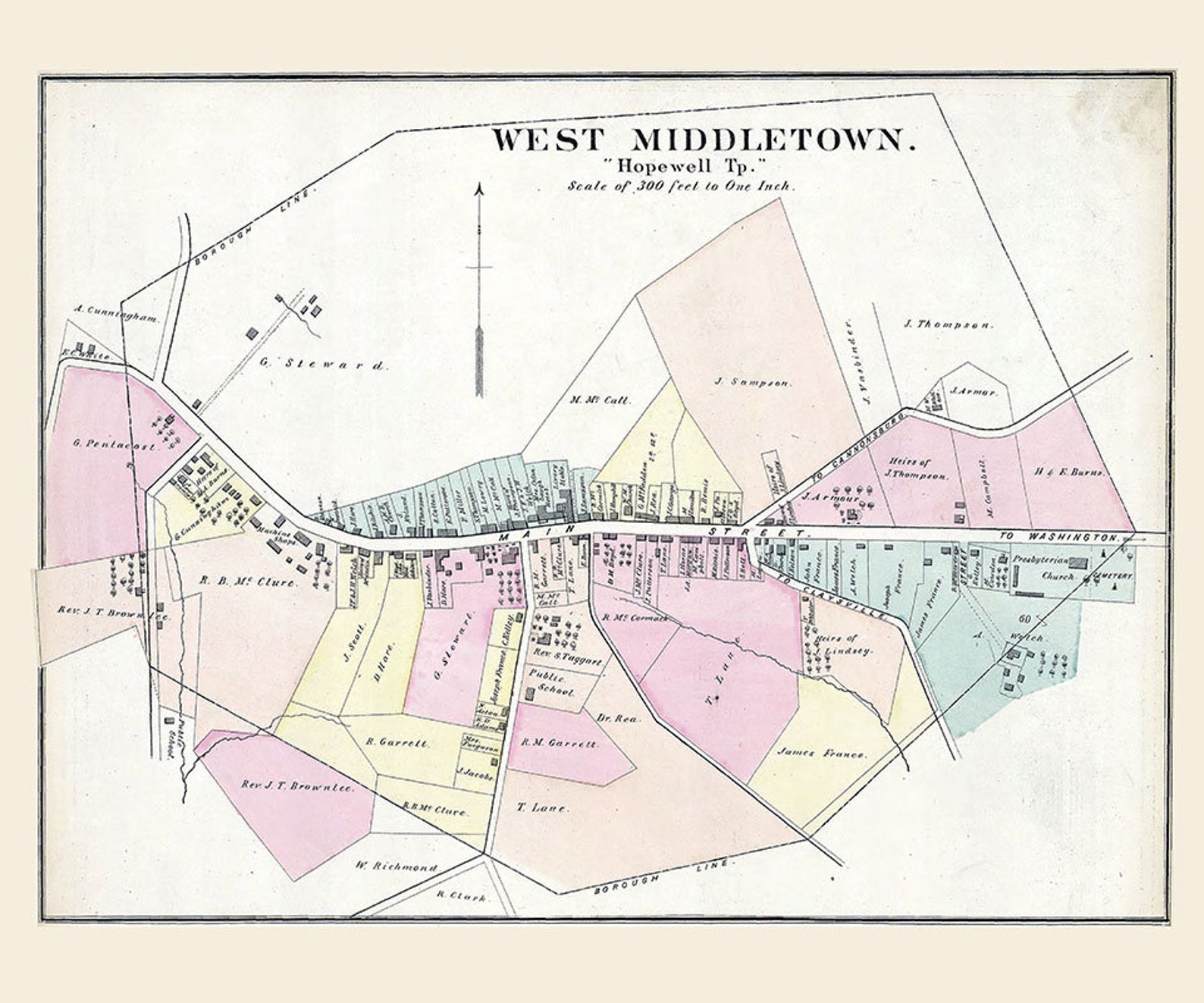 1876 Map of West Middletown Washington County Pa - Etsy
