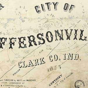 1855 Map of Jeffersonville Clark County Indiana - Etsy