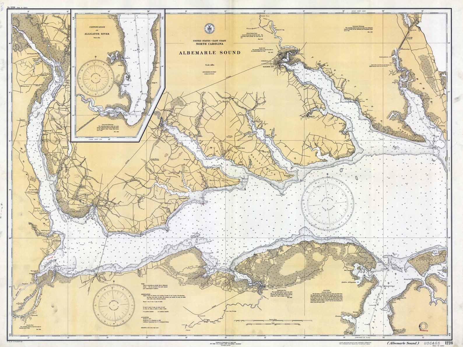 1933 Nautical Map of Albemarle Sound North Carolina - Etsy