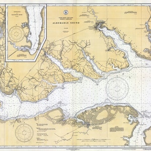 1933 Nautical Map of Albemarle Sound North Carolina - Etsy