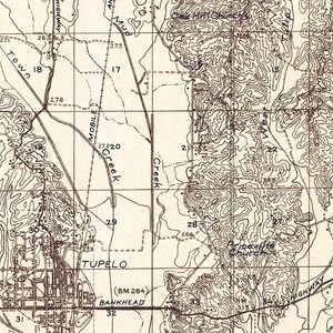 1921 Topo Map of Tupelo Mississippi Quadrangle - Etsy