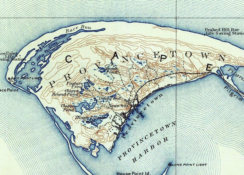 1889 Topo Map of Provincetown Massachusetts Cape Cod - Etsy