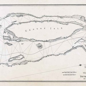 1891 Nautical Map of Grosse Isle Lake Erie Detroit - Etsy