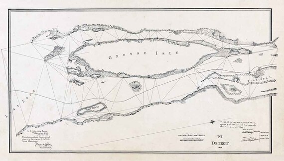 1891 Nautical Map of Grosse Isle Lake Erie Detroit - Etsy
