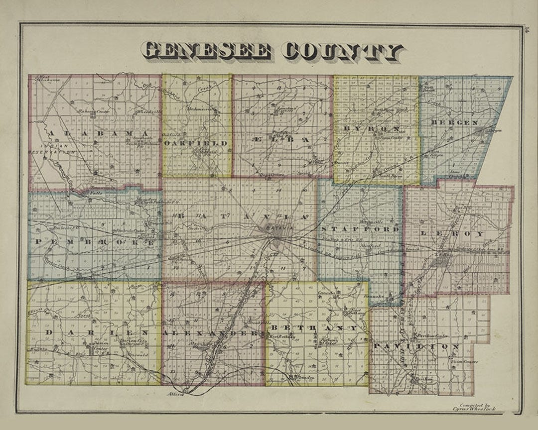 1876 Map of Genesee County New York - Etsy UK