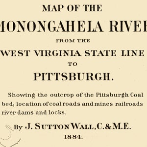 1884 Map of Coal Mines Along the Monongahela River Pennsylvania - Etsy