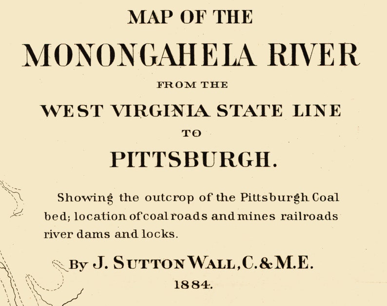 1884 Map of Coal Mines Along the Monongahela River Pennsylvania - Etsy