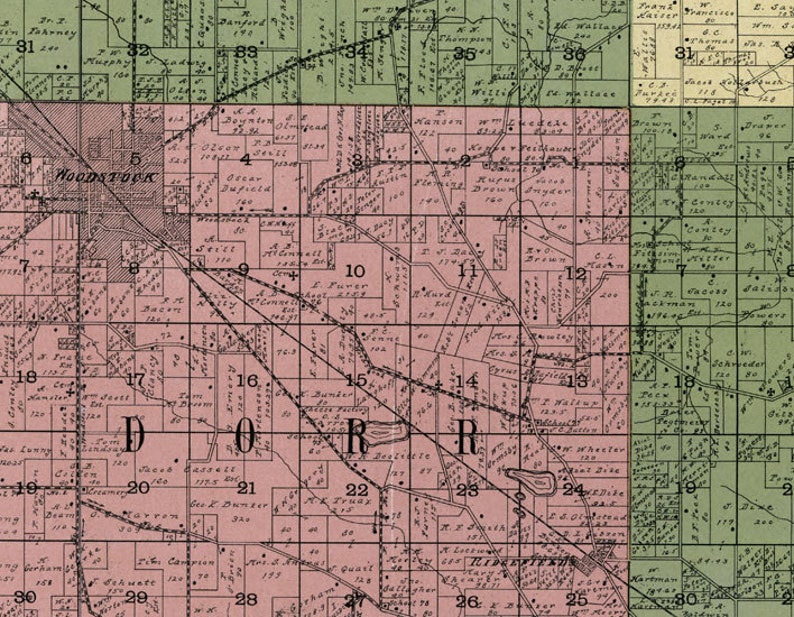 1903 Farm Line Map of Mchenry County Illinois Woodstock - Etsy