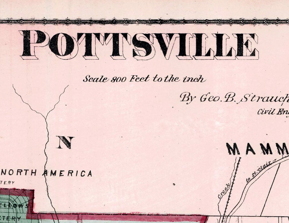 1875 Town Map of Pottsville Schuylkill County Pennsylvania - Etsy
