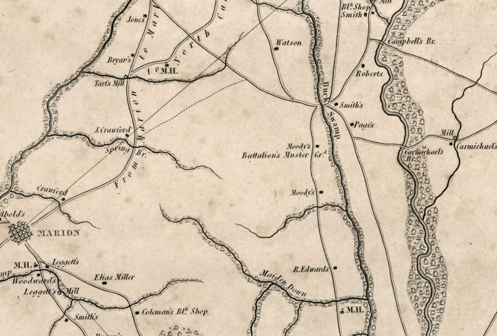 1825 Map of Marion County South Carolina Genealogy History | Etsy
