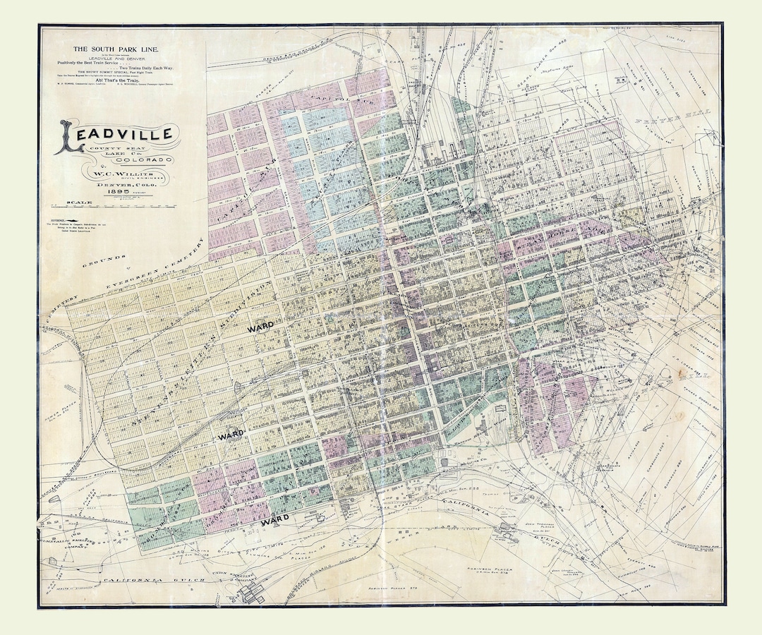 1895 Map of Leadville Lake County Colorado - Etsy
