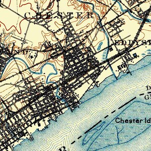 1900 Map of Chester Delaware County Pennsylvania - Etsy