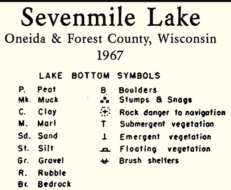 1967 Map of Sevenmile Lake Oneida and Forest County Wisconsin - Etsy