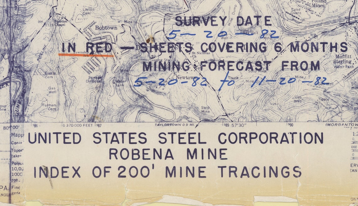 1982 Map of Robena Coal Mine Greene County Pennsylvania - Etsy Hong Kong