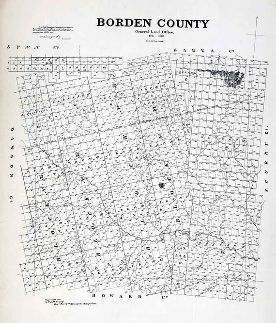 1892 Farm Line Map of Borden County Texas | Etsy