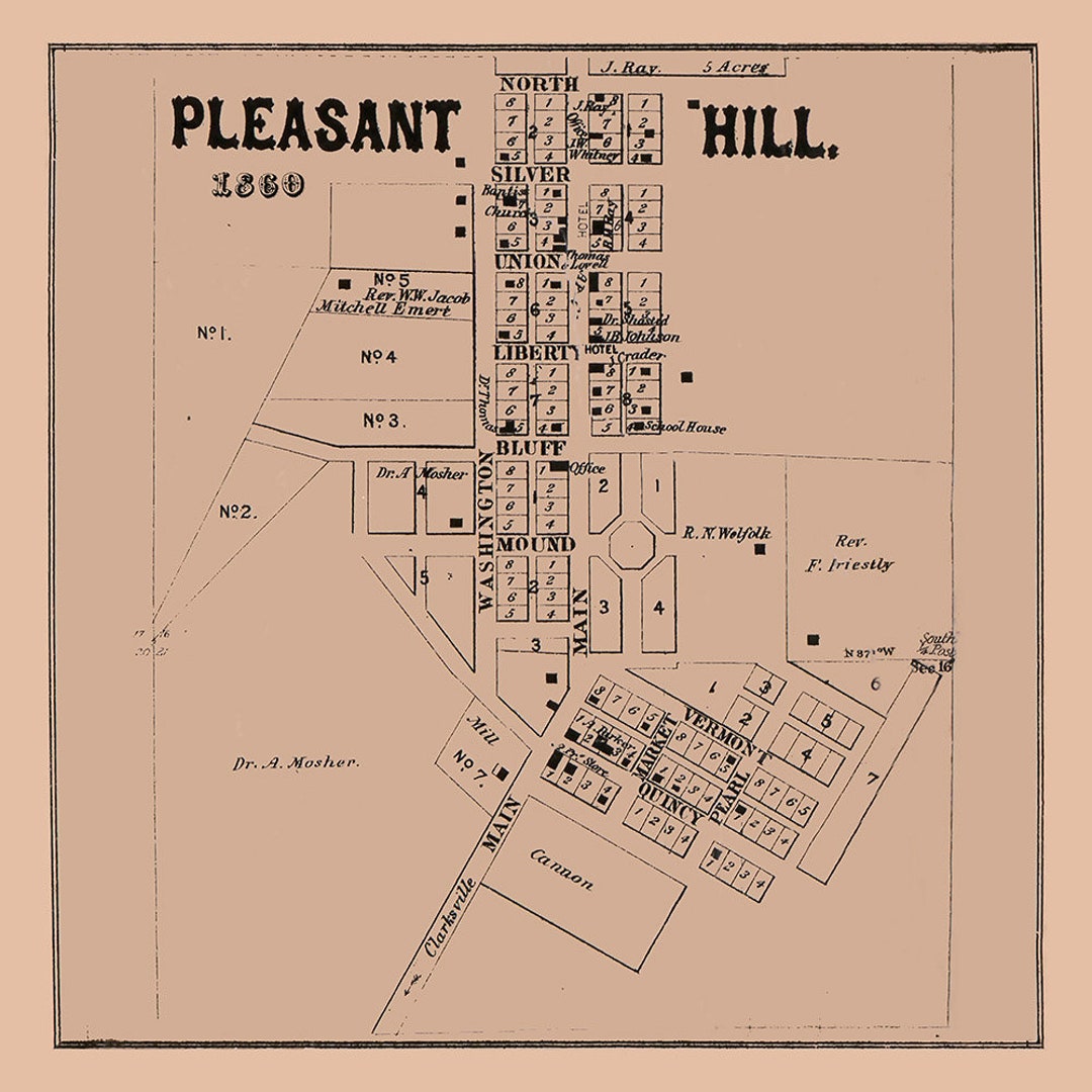 1860 Map of Pleasant Hill Pike County Illinois - Etsy
