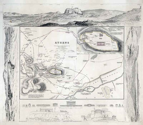 1832 Map of Athens Greece Acropolis | Etsy