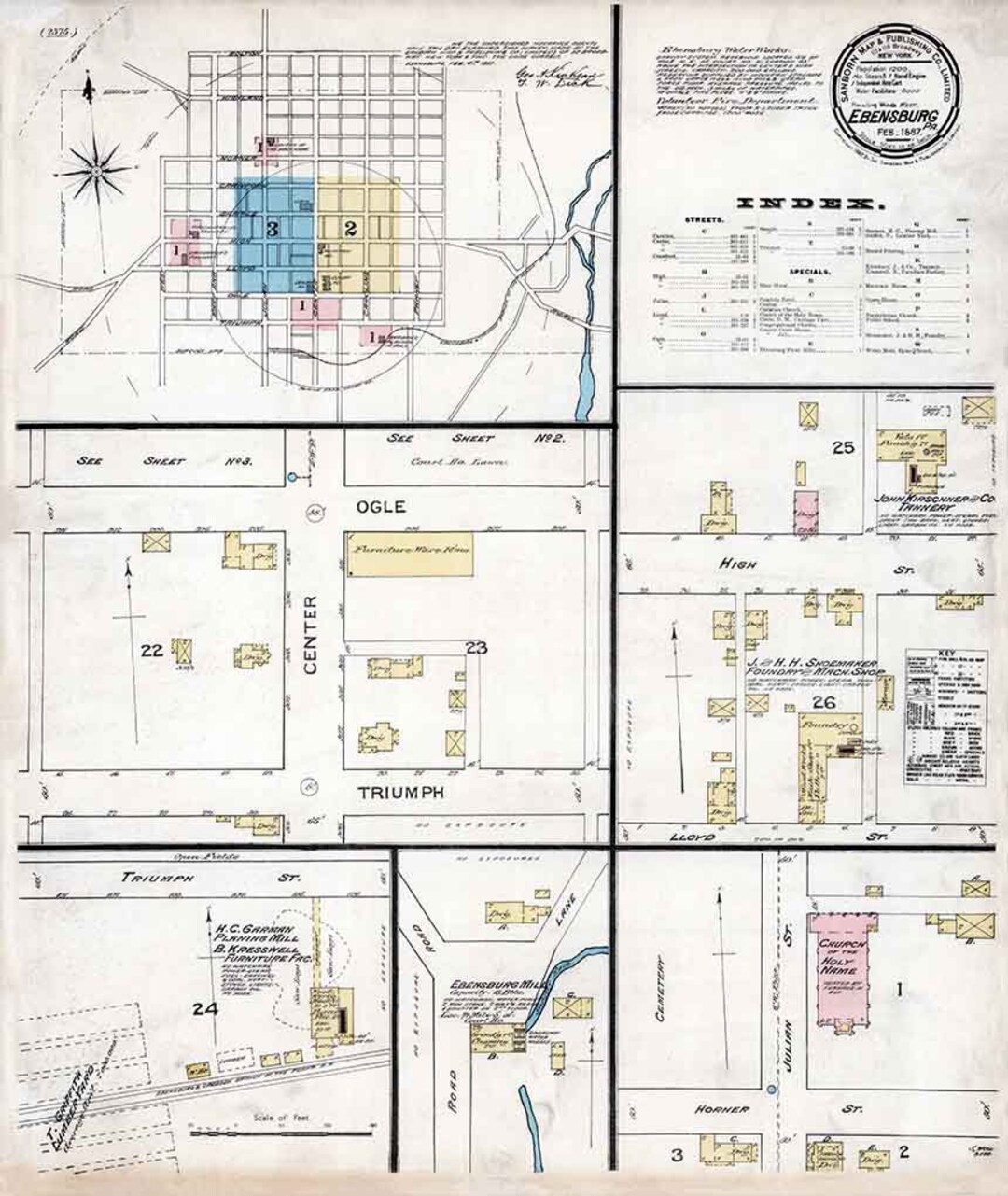 1887 Town Map of Ebensburg Cambria County Pennsylvania - Etsy