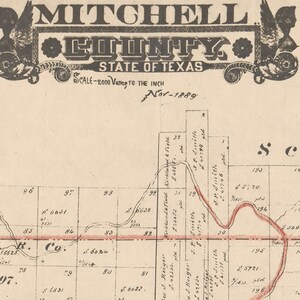 1889 Farm Line Map of Mitchell County Texas - Etsy