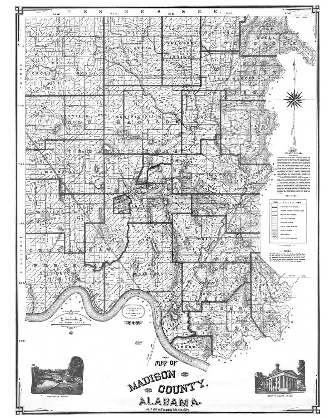 1909 Map of Madison County Alabama - Etsy
