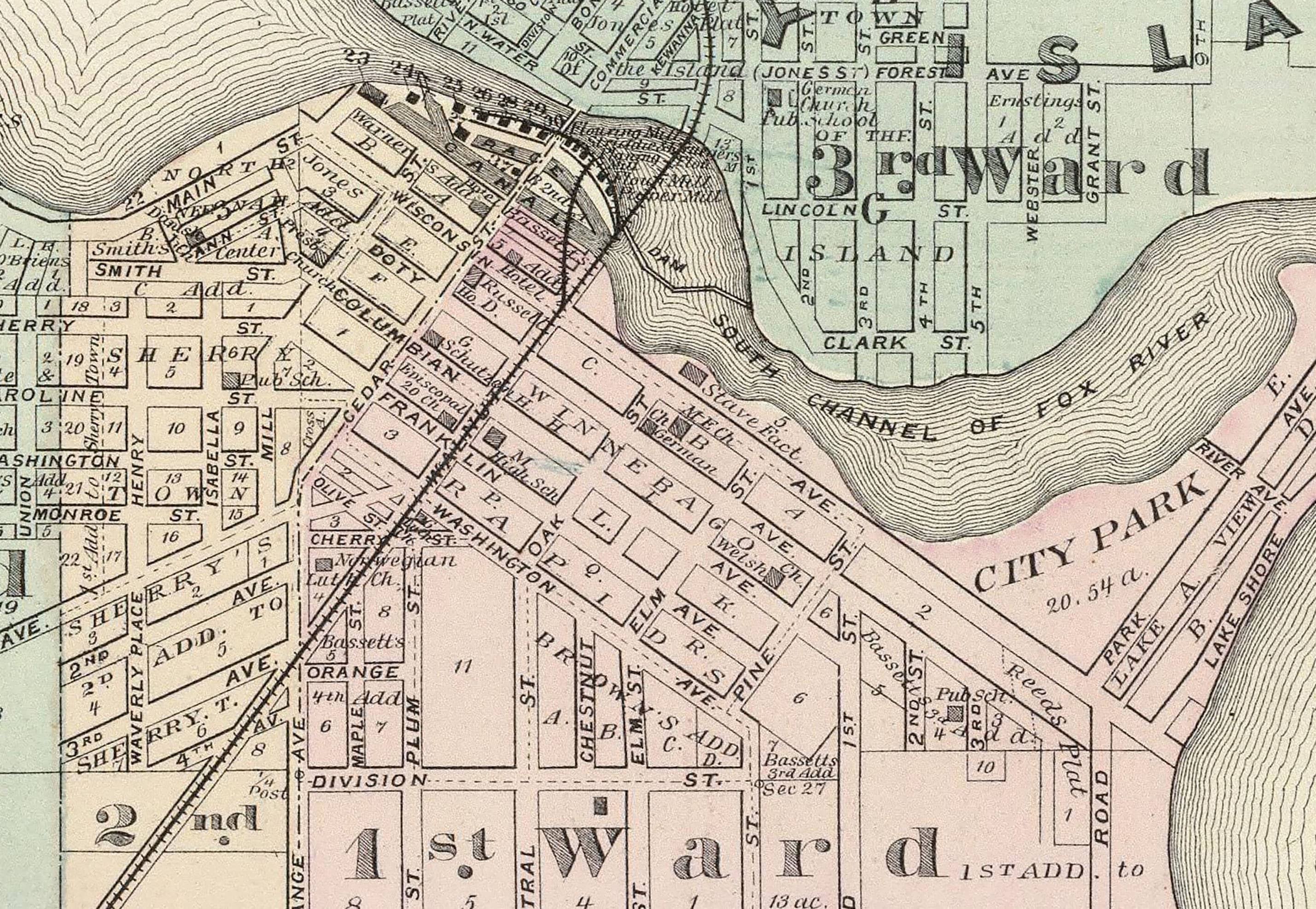 1878 Town Map of Menasha and Neenah Winnebago County Wisconsin - Etsy
