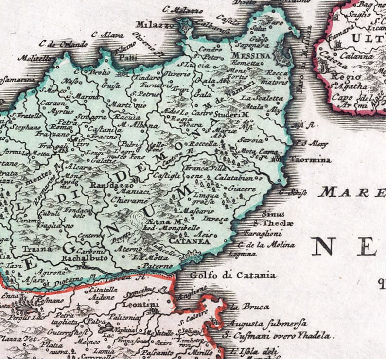 1600 Map of Sicily and Sardinia Italy - Etsy