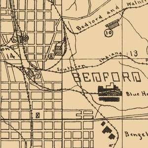 1907 Town Map of Bedford Lawrence County Indiana - Etsy