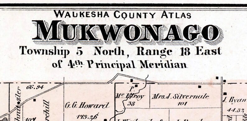 1873 Map of Mukwonago and Vernon Township Waukesha County Wisconsin - Etsy